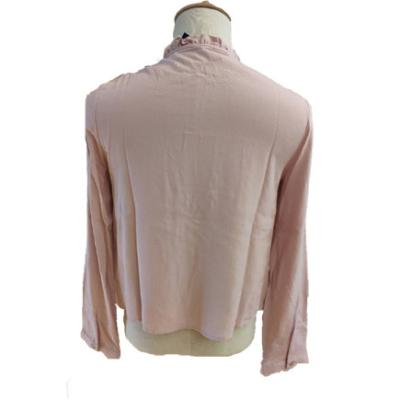 China Van de de Kraag Omgord Viscose van de de zomer Lang Koker de Ruchesoverhemd Te koop