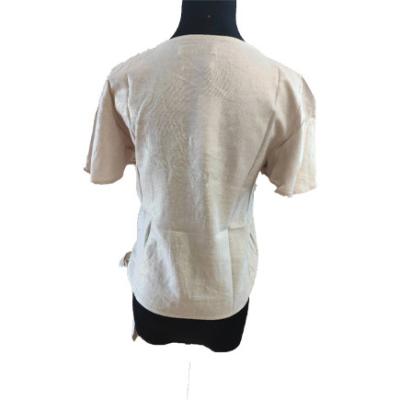 Cina Camicia sciolta della blusa delle donne della manica del legame del collo a V breve in vendita