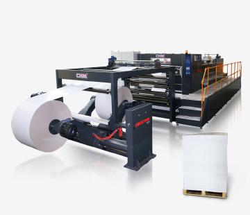 Quality 150GSM - 1000GSM Double Rotary Paper Sheeting Machine Synchronize Fly Rolled for sale