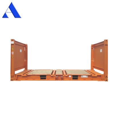 Cina 20ft 20ft 20 Flat Rack Flatrack Container Ocean Shipping Container Tare Peso 2750KGS Pavimento 28mm Pavimento in compensato in vendita