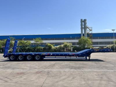 Cina 12489 x 2480 x 1530 mm 2/3 assi di acciaio al carbonio estensibile Lowboy Flatbed Semi Truck Trailer per carico massimo 20-100 Ton in vendita
