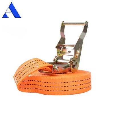 China Durable 3-10m Length Polyester Cargo Ratchet Tie Down Lashing Straps with Polyester Retractable Wrench Set for sale