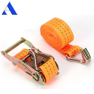 China Durable 3-10m Length Polyester Cargo Ratchet Tie Down Lashing Straps with Polyester Retractable Wrench Set for sale