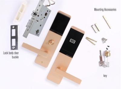 Cina RFID Swipe Apartment Digital Smart Door Lock Wireless Connection Handle Lock Security Anti Theft Gold Alluminium Alloy in vendita