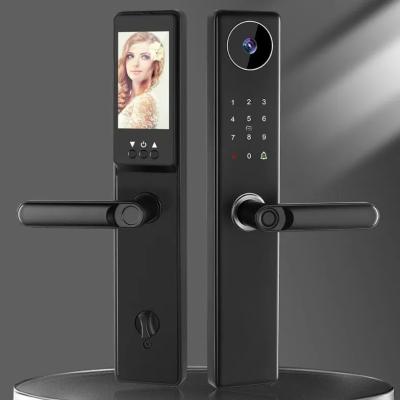 China Fingerprint Smart Front Door Locks With Peephole Camera Anti Peep Tuya Remote Control Te koop