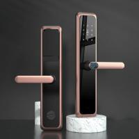 China Semi Auto Smart Handle Front Door Lock Fingerprint Code Card Key TTLock Access for sale