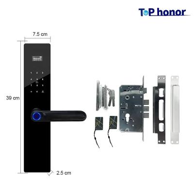 Cina Tuya App Front Door Smart Lock With Handle Fingerprint IC Card Password Access in vendita