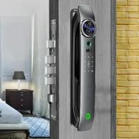 China IPS Screen Face Recognition Door Lock Tuya Fingerprint Code Card Key EKey Access for sale