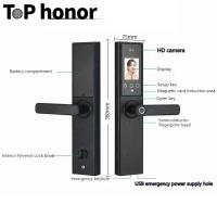 China Smart Face ID Front Door Lock Tuya Smartphone Ekey Fingerprint Code Card Access for sale