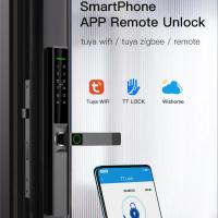 China Semi Automatic Sliding Door Lock Smart TTLock Fingerprint Code Card Access for sale