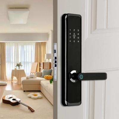China Zwart appartement slimme deur slot TTLock app zware functie vingerafdruk deur slot Te koop