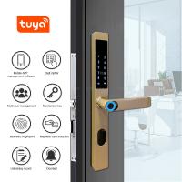 China Smart Auto Fingerprint Door Handle Lock Waterproof Digital Code Card Unlock for sale