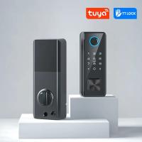 China Tuya TTLock Remote Controlled Deadbolt Smart Door Lock Biometric Code Card Unlock for sale