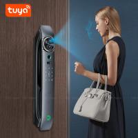 China IPS Screen Face Recognition Door Lock Tuya Fingerprint Code Card Key EKey Access for sale