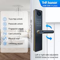 China Electronic Front Door Locks with Tuya WiFi Remote Entry Punch Code Keyless Finger Scanner for sale