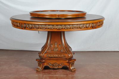 China 7pcs duurzaam Frans Rond Eettafel en Stoelen Stevig Houten Uitstekend Diner Meubilair Te koop