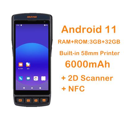 China Rugged PDA Android 11 Mobile Terminal Handheld 2D Barcode Printer with 8MP Front Camera and Private Mold for sale
