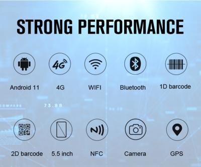 China PDA portátil robusto V9000S Android 11 Escáner de código de barras 2D portátil con pantalla táctil WIFI 4G GPS Dispositivo terminal disponible en stock en venta