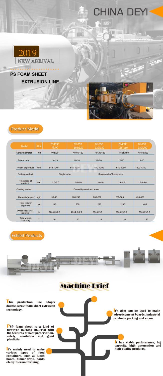 PSP135/150 polystyrene foam trays for food packaging production line