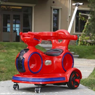 China Children's Ride On Electric Car with Retractable Push Handle and Colorful Lights for sale