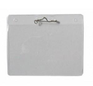 China Horizontal clear vinyl badge holder with safety pins for sale