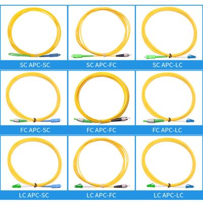 China Optical Patch Cord Yellow Pigtail SC/APC G652D Single Mode LSZH 1M Simplex 2.0mm Fiber Optic Patch Cord for sale