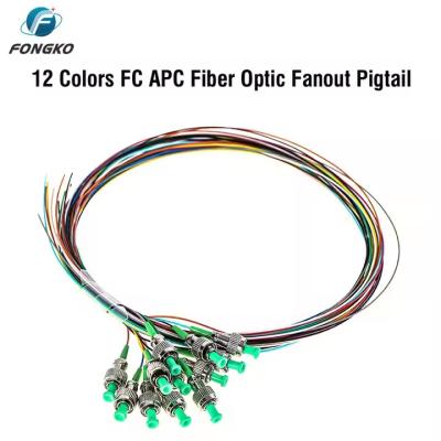 China Fiber Optic SM Fiber Pigtail 12 core 0.9mm G652D PVC LC FC SC ST UPC APC fiber pigtail for sale