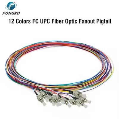 China Fiber Optic SM Fiber Pigtail 12 core 0.9mm G652D PVC LC FC SC ST UPC APC fiber pigtail for sale