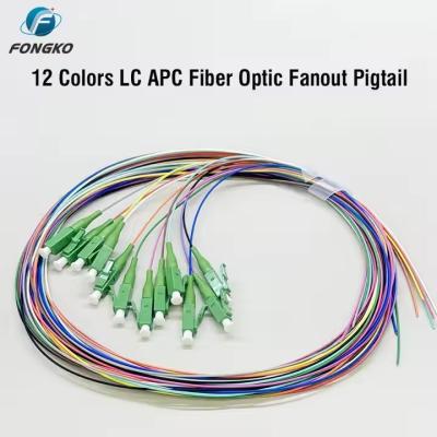 China Fiber Optic SM Fiber Pigtail 12 core 0.9mm G652D PVC LC FC SC ST UPC APC fiber pigtail for sale