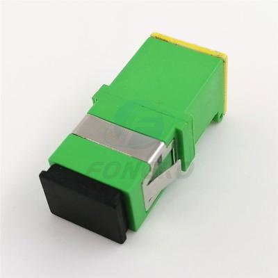 China SC SM SX Green Shell Singlemode Adapters with metal shrapnel SC/APC Fiber Optic Auto Shutter Adapter for sale