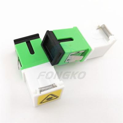 China Singlemode Fiber Adapter White Green Shell SC/APC Auto Shutter Adapter with Metal Shrapnel and Temperature Stability ≤0.20dB for sale