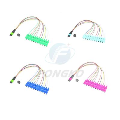 China Single Mode 0.9mm lc MPO To SC Mtp Fanout Cable 0.5m 12 Fiber for sale