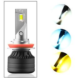China Car head light LED H11 Three-color LED headlights  automotive headlamp  foglight 12-36V A modified lamp for sale