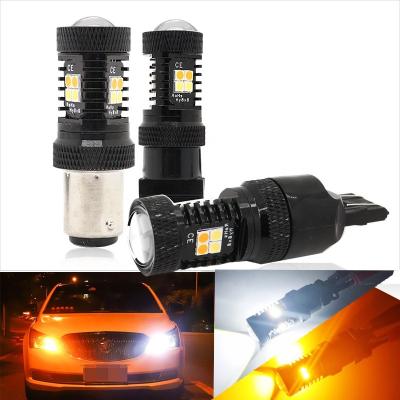 China Luzes de pisca-pisca amarelas brancas do freio do diodo emissor de luz do Switchback 12V da cor dupla 1157 3157 7443 3030 16SMD à venda