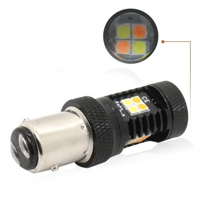 China Luzes de pisca-pisca amarelas brancas do freio do diodo emissor de luz do Switchback 12V da cor dupla 1157 3157 7443 3030 16SMD à venda