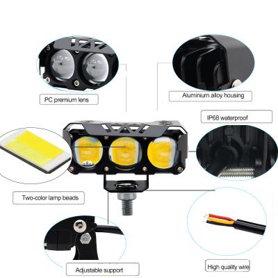 China Drie Oogballen Motorfiets Spotlights LED koplamp Bijna geel Verwijderd wit Hulplicht Te koop