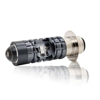 China Mini Driving Light DRL Motorcycle LED Headlight Bulb H4 H6 BA20D P15D Auto Car Fisheye Projector Lens Dual Color for sale