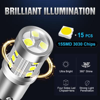 Cina Luci di segnale di svolta per auto a LED universale bianca 1156 1157 3030 15SMD lampadina a LED bianca gialla Canbus targa interna LED in vendita