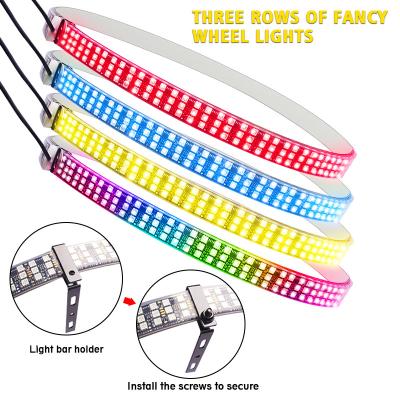 China RGB SMD 5050 LED Strip IP67 Waterproof LED Car Wheel Hub Color Light RGB Wheel LED Lights For Car Rims With App Control for sale