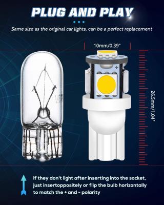 China 194 ampolas automotivos 6500K do diodo emissor de luz firmam T10 SMD 5050 lascam-se à venda