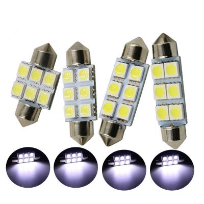 China Da abóbada interior do bulbo de lâmpada das luzes do carro do diodo emissor de luz 6SMD do festão C5W 5050 C.C. branca azul 12V 31mm 36mm 39mm 41mm à venda