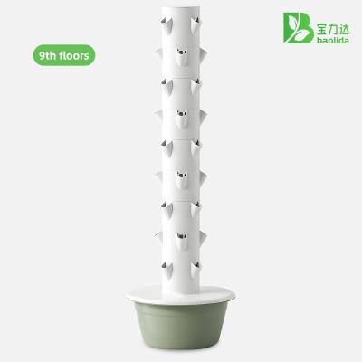 China 36 Planting Holes 9-Layer Vertical Hydroponic Tower with 220V Pump and Customizable Layers for sale