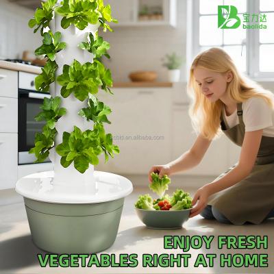 China 36 Planting Holes 9-Layer Vertical Hydroponic Tower with 220V Pump and Customizable Layers for sale