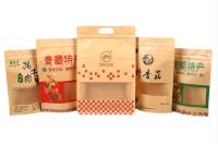 China Zipper Sealed Folding Paper Packaging Flat Bottom With Window for sale