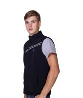 China Custom Designed Black V-neck Heating Vest with Crew Neck Collar for sale