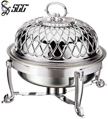 Cina Piatto di logoramento placcato argento del buffet dell'acciaio inossidabile del piatto di logoramento con il supporto del combustibile per riscaldare alimento in vendita