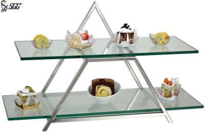 China Luxe Aangemaakt Glas 2 Tribune de Op twee niveaus van de de Tribunecake van de Rijenvertoning voor Hotel Te koop