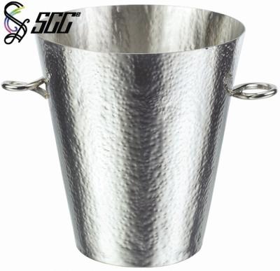 Cina Hammer Spot Stainless Steel Wine Bucket With Handle For Bar And Club in vendita