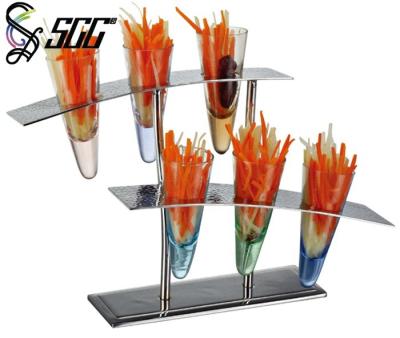 Cina Hammered Point 2 Tiers Snack Stand Stainless Steel Tableware For Restaurant in vendita