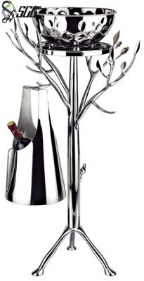 Cina Supporto del secchio di Champagne dell'acciaio inossidabile di forma dell'albero con la ciotola del ghiaccio in vendita